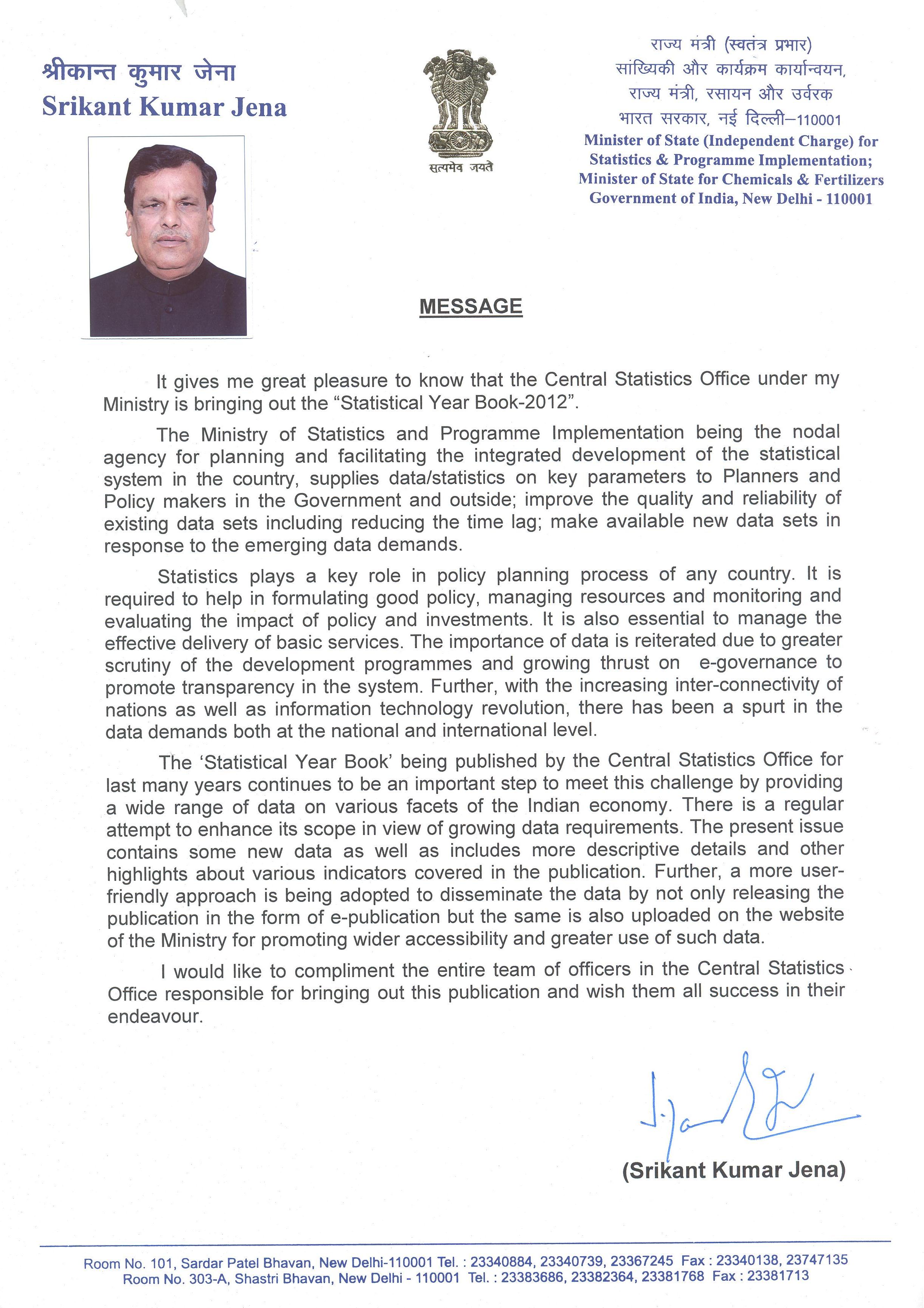 Statistical Year Book India 2012 | Ministry of Statistics and Program ...